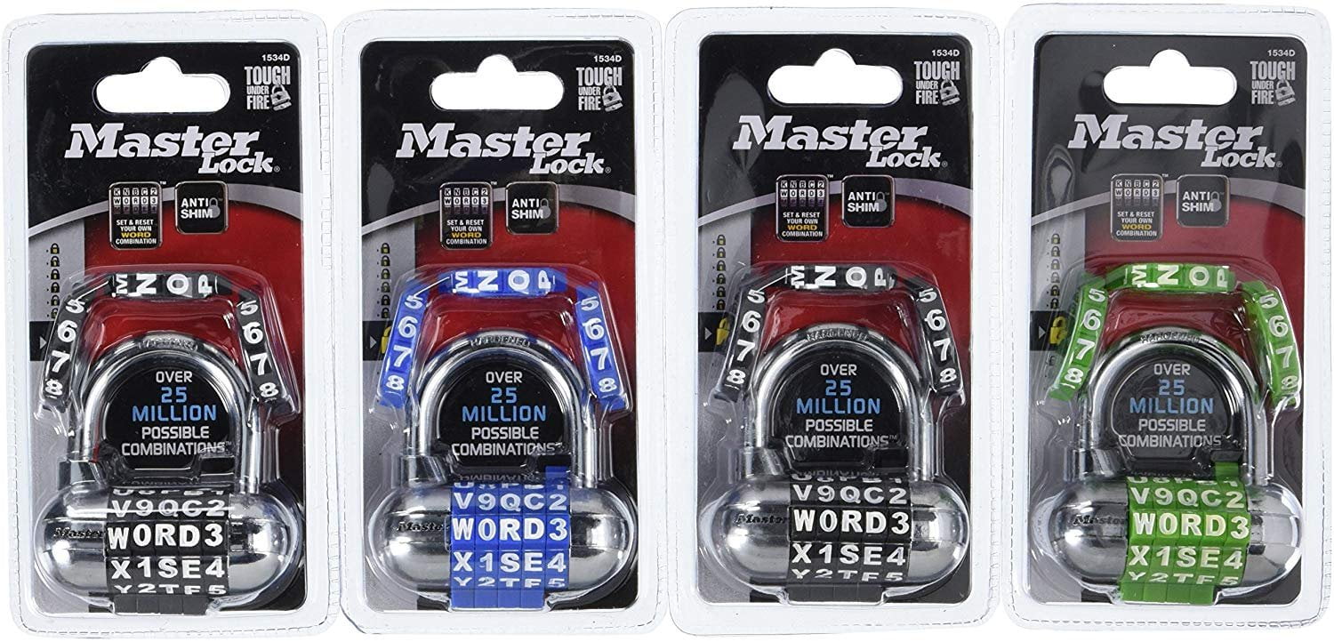 Master Lock 1534D Password Plus Combination Padlock, 4-Pack, Color May ...