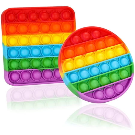 Hollosport 2PCS Rainbow Poppit Fidget Toys, Square and Cirle Pop Its ...