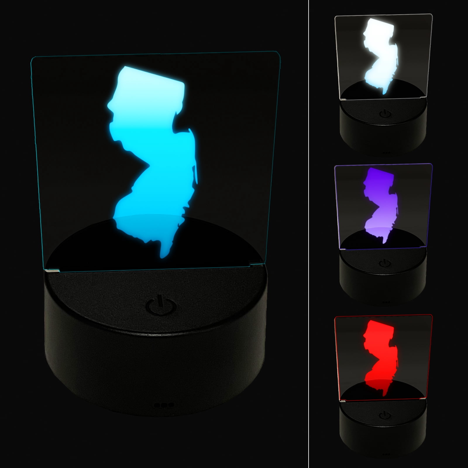 New Jersey State Silhouette LED Night Light Sign 3D Illusion Desk ...