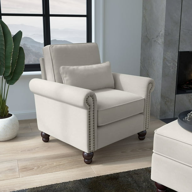 Bush Furniture Coventry Accent Chair with Arms in Light Beige ...