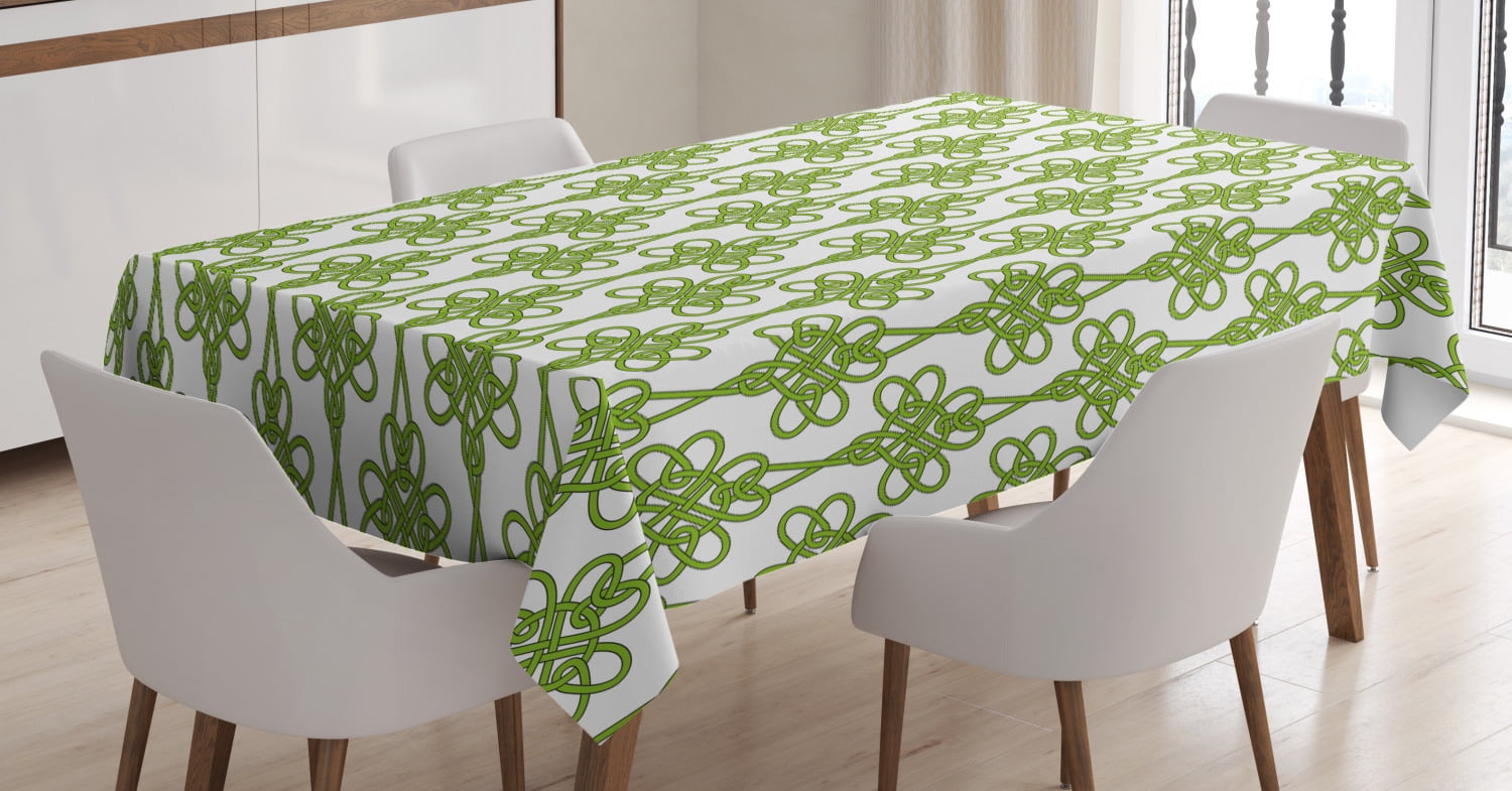 Irish Tablecloth, Entangled Clover Leaves Twigs Celtic Pattern ...