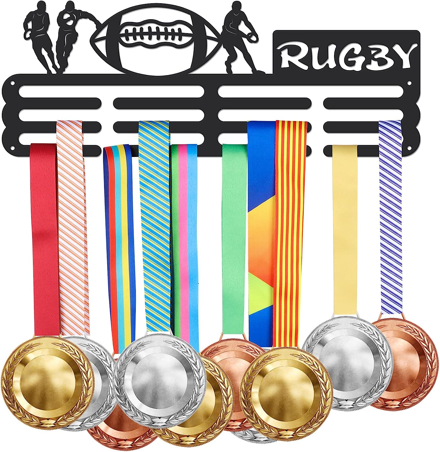 Rugby Medal Display Rack Rugby Player Sports Medal Hanger Display Iron ...