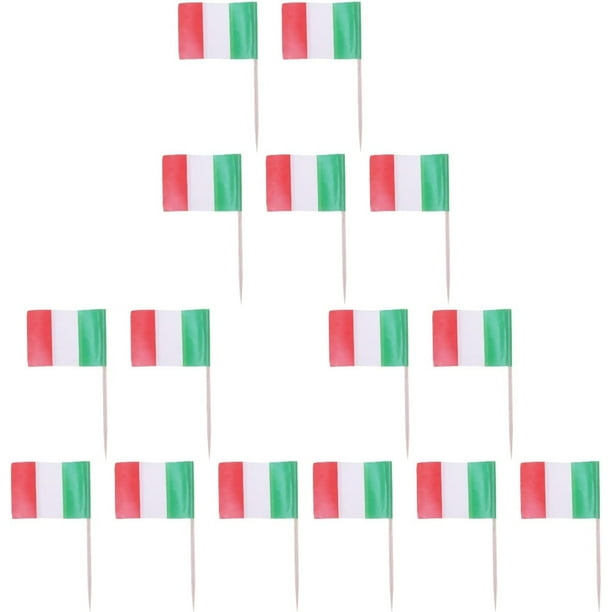 100 Pieces Italian Flag Italian Stick Mini Handheld Flag Cocktail ...