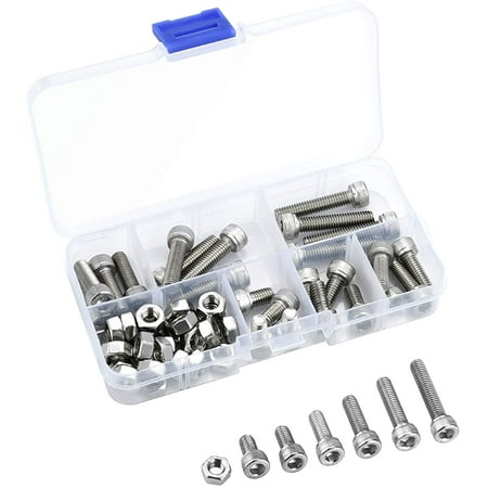 60 M6 socket head cap screws, 304 SS bolt and nut set, 6mm x 10/12/16 ...