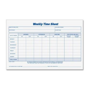 Adams Time Sheets 100/Pad 2 Pads/Pack (ABF 9507ABF) 124495 - Walmart.com