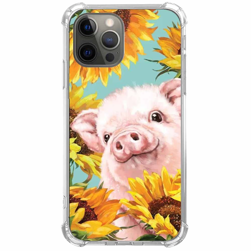 Sunflower Pig Case for iPhone 14 Pro Max,Aesthetic Art Design Pattern ...