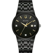 Bulova Men's Diamonds Black Dial Two Tone Bracelet Watch 98D129 ...