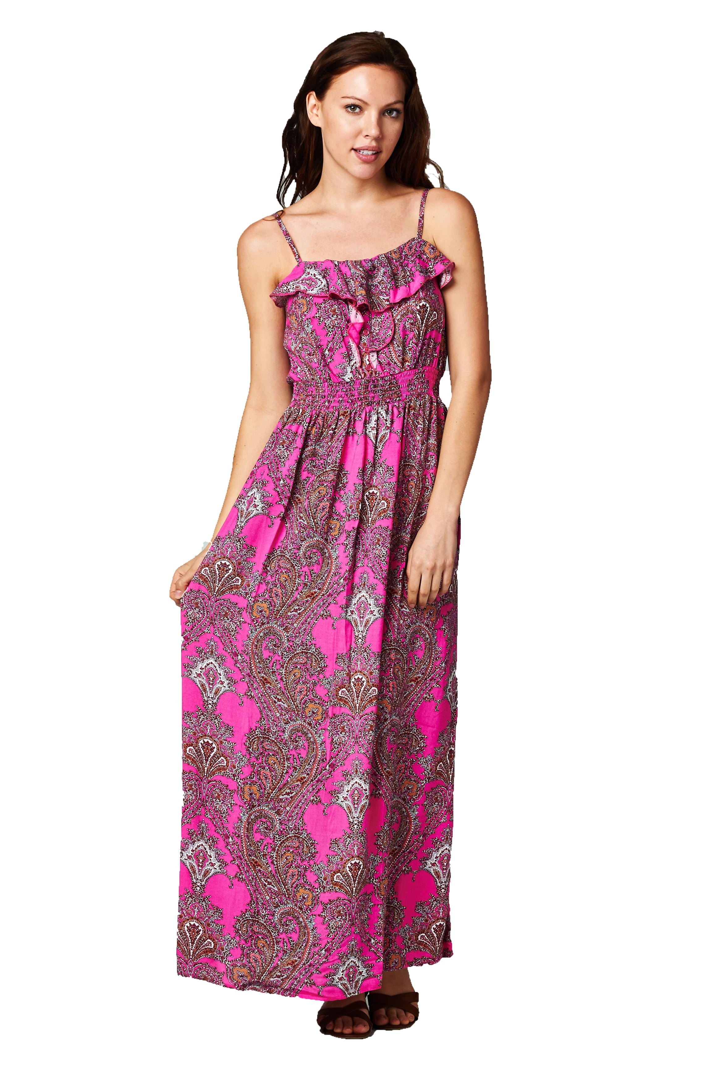 Christine V Smocked Rayon Challis Maxi Dress - Walmart.com
