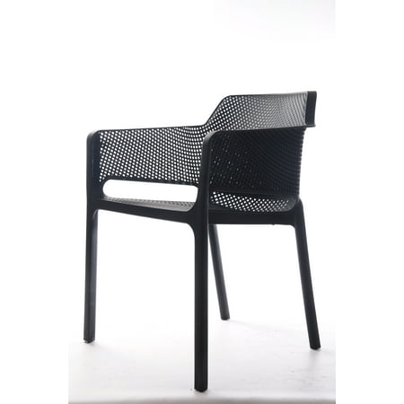 PatioZone Plastic Resin Chair with Hole Detail (PZ-MC23-020N) - Black ...