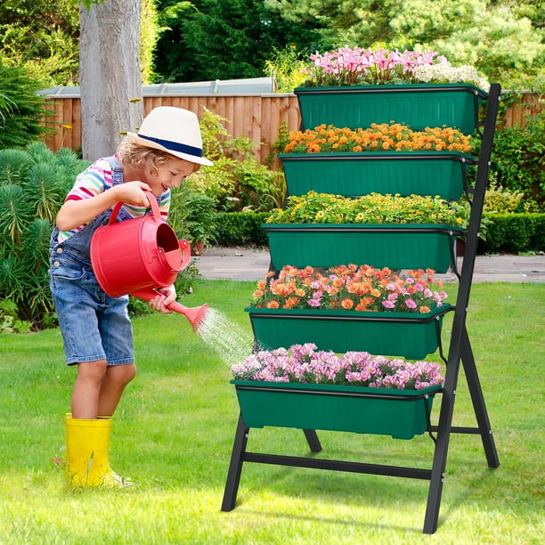 5 Tiers Vertical Raised Garden Bed Foldable Vertical Planter Box ...