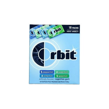 Orbit Sugar Free Gum, Peppermint, 14 Sticks, 12 ct.2 Pack Deal (24 Pack ...