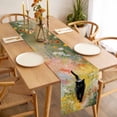 Black Cat Table Runner, Colorful Floral Garden Impressionist Cotton ...