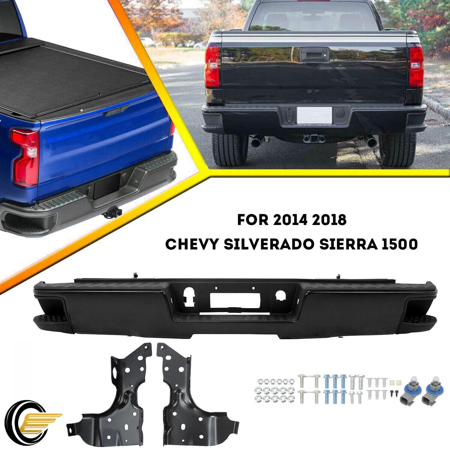 Kojem Rear Bumper Assembly for 2014-2018 Chevy Silverado GMC Sierra ...