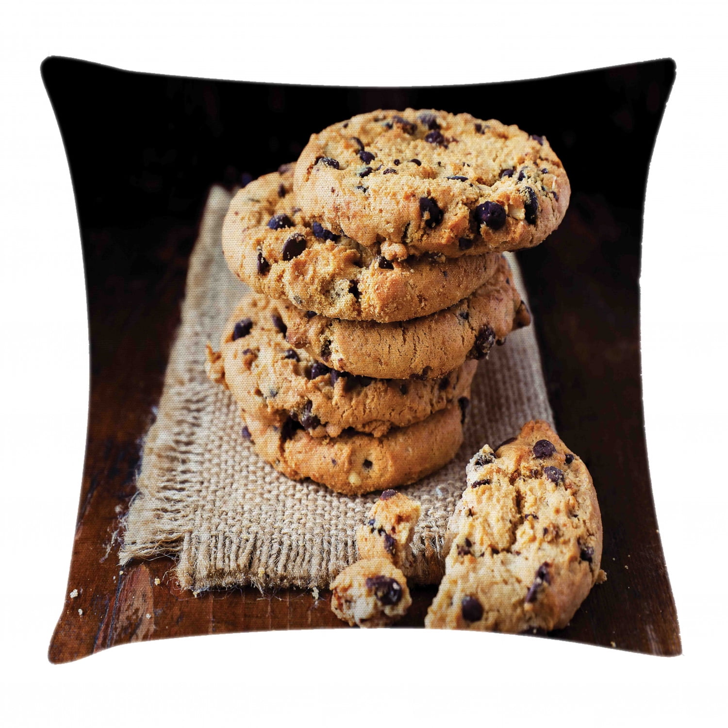 Cookie Throw Pillow Cushion Cover, Homemade Brown Baked Doughy Goods ...
