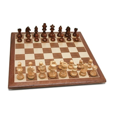 French Staunton Chess & Checkers Set - Weighted Pieces, Brown & Natural ...
