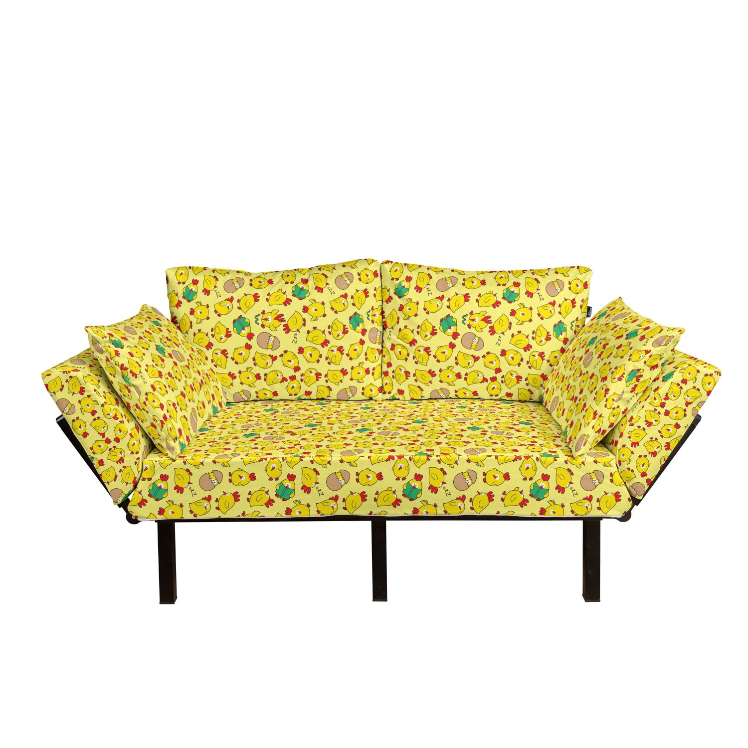 Animal Futon Couch, Chickens in Various Stances Hatching Reading Eating ...
