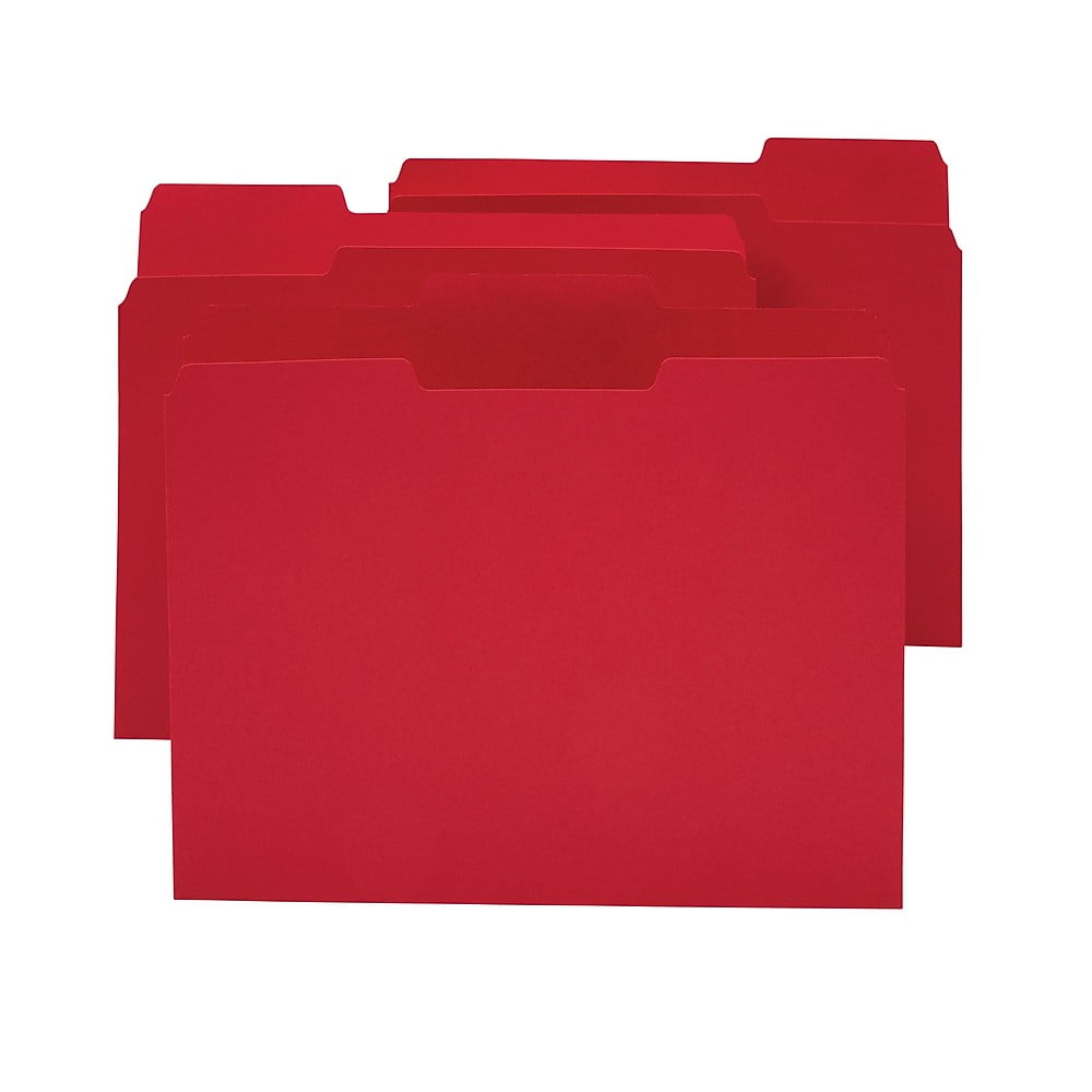 Staples Colored Top-Tab File Folders 3 Tab Red Letter Size 24/Pack ...