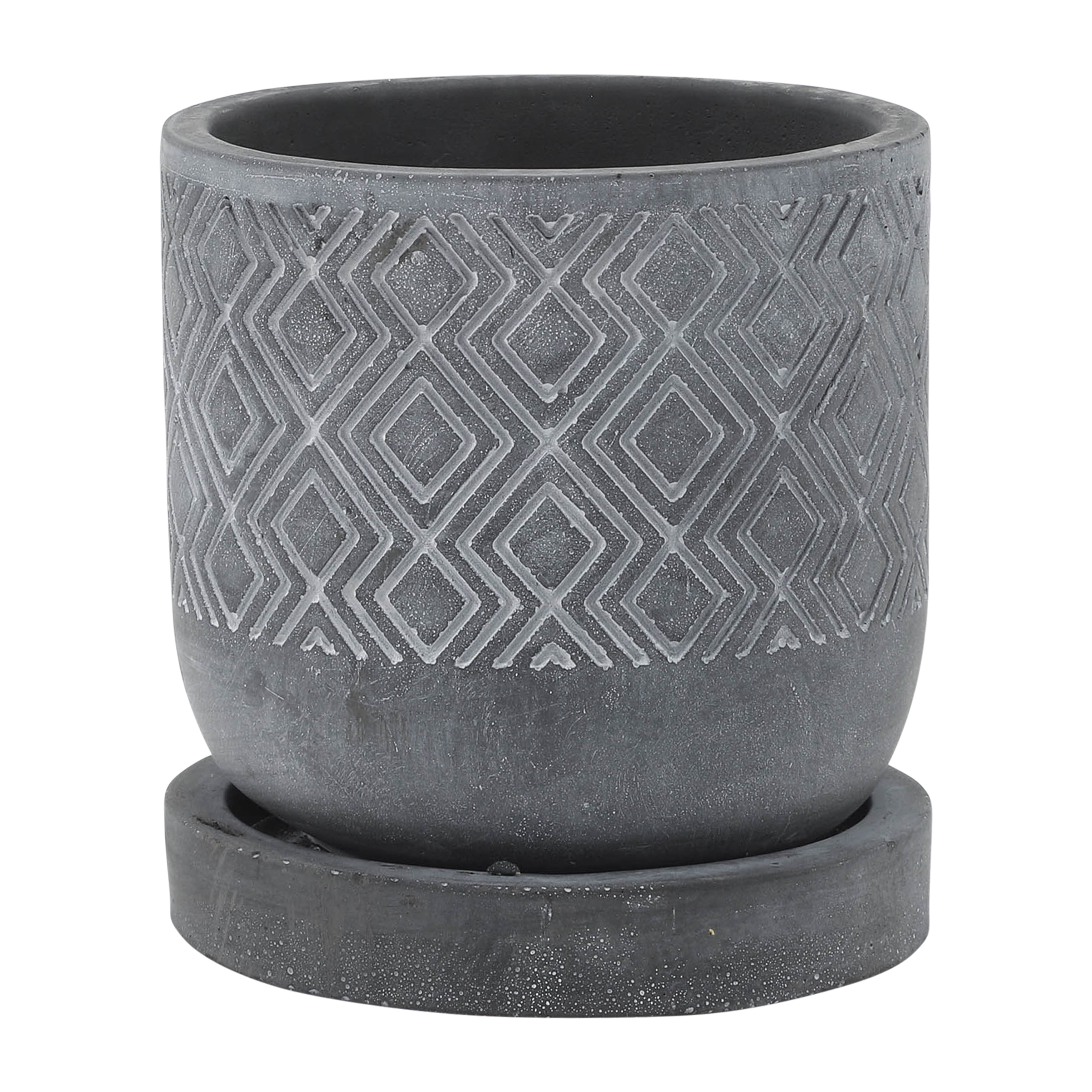 Sagebrook Home Cement 5" Diamond Planter With Saucer, Gray, Round ...