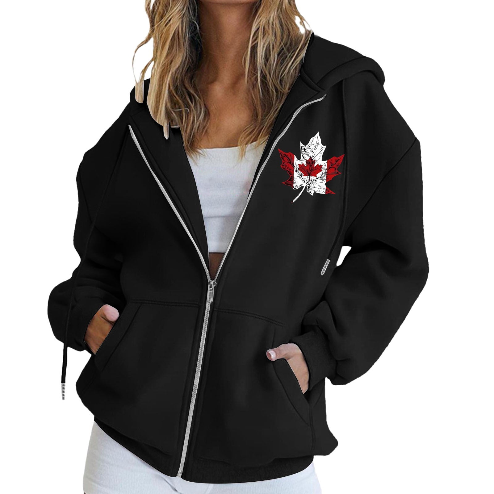 Click here for Dndif Womens Canada Maple Leaf Print Hooded Sweats... prices
