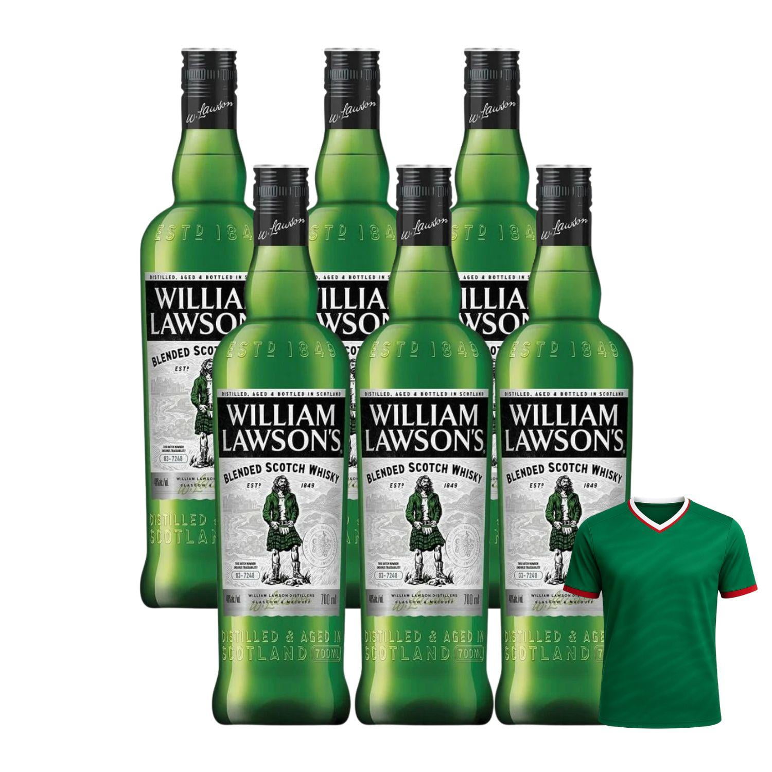 6 Whisky William Lawson's Blend Estándar 700 ml + Jersey Verde | Bodega ...
