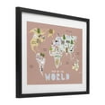 Kid's Map Of World Pink Black Framed Print Under Glass, design by Carla ...