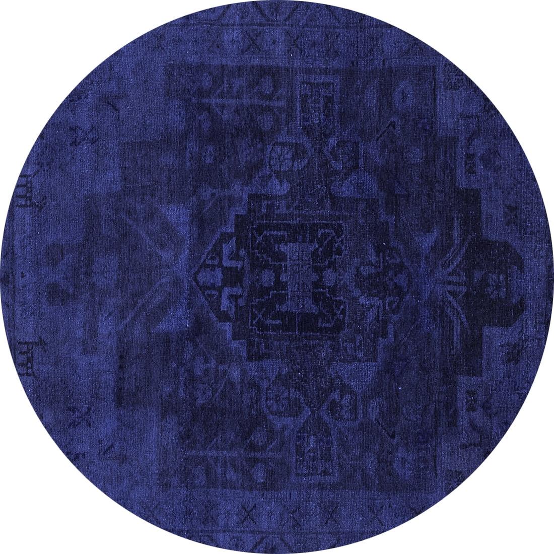 Ahgly Company Indoor Round Abstract Blue Modern Area Rugs, 4' Round ...