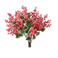 CaraMart Artificial Holly Berry Branches 8 Pieces Realistic Red Pink ...