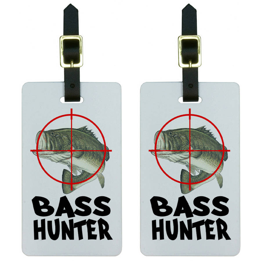 Bass Hunter Fish Fishing Fisherman Luggage Tags Suitcase Carry-On ID ...