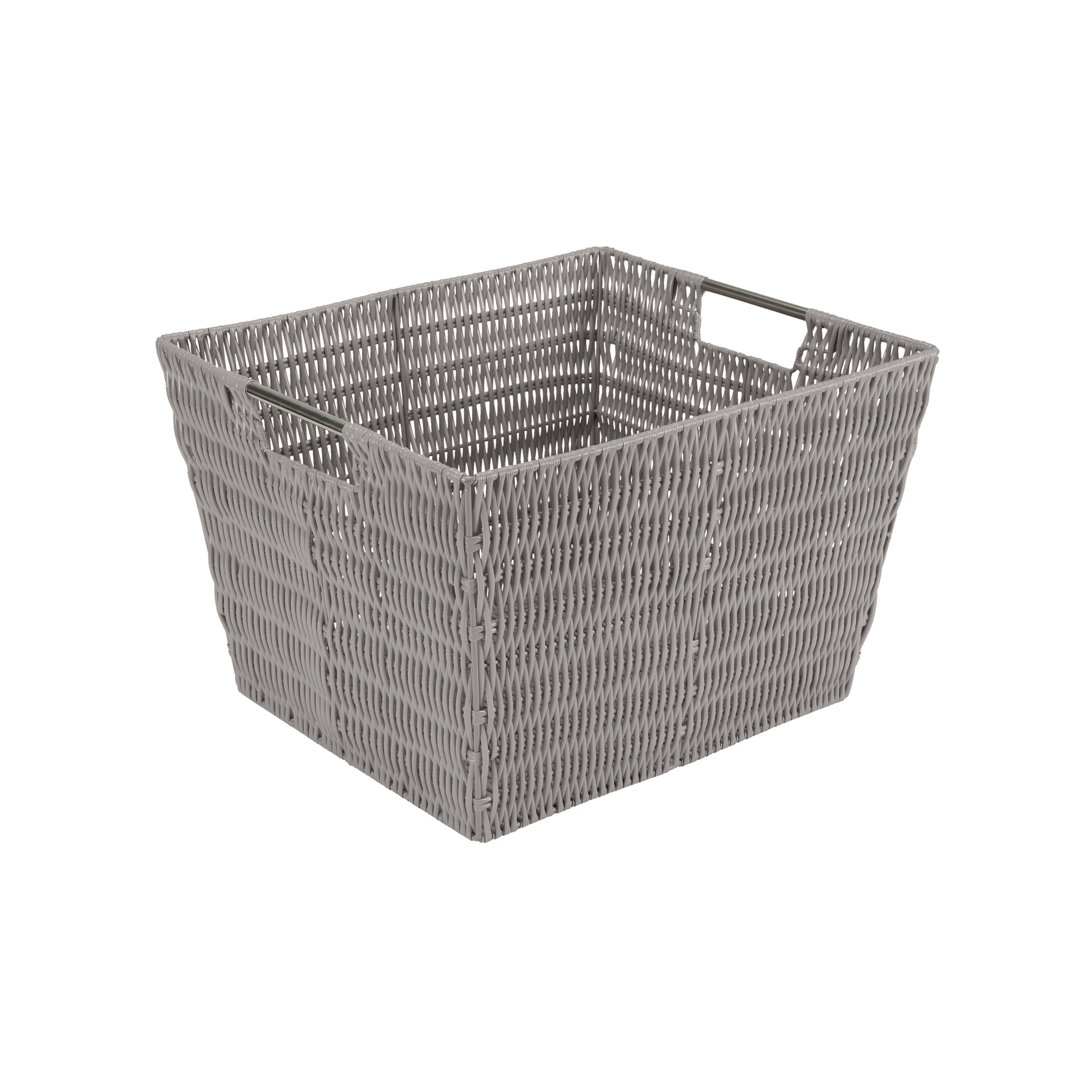 Simplify Large Rattan Tote Storage Basket in Grey - Walmart.com