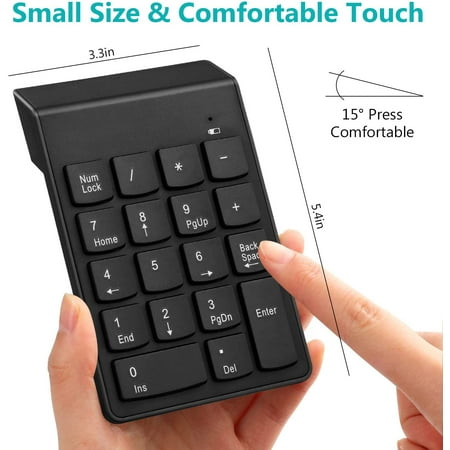 Numeric Keypad,2.4GHz Portable Number Pad Wireless Number Pad with USB ...