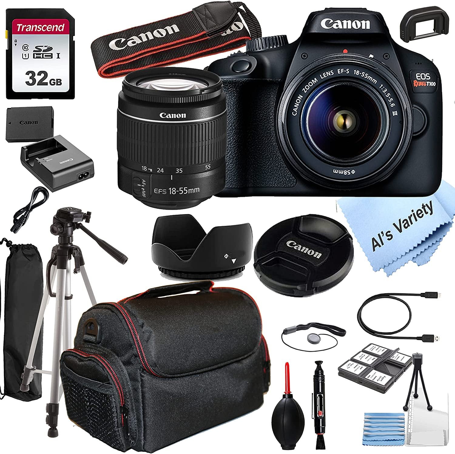 Canon EOS Rebel T100 DSLR Camera w/EF-S 18-55mm F/3.5-5.6 Zoom Lens ...