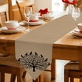 Black Tree Table Runner Linen Burlap Table Runner 36 Inches Small Birds ...