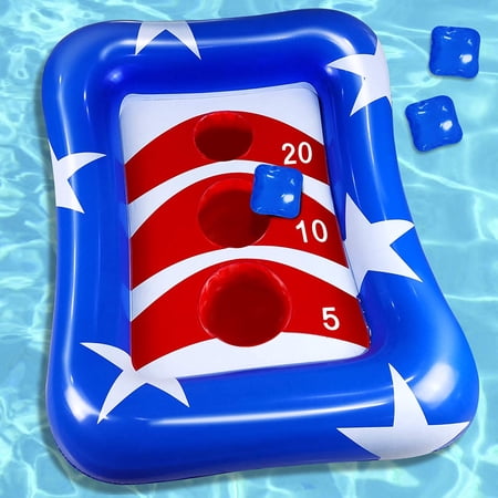 36" Inflatable Pool Cornhole Set Toss Games, Ring Toss Pool Toys ...