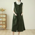 Corduroy Overall Dress Womens Button Down Sleeveless Crew Neck Vest ...