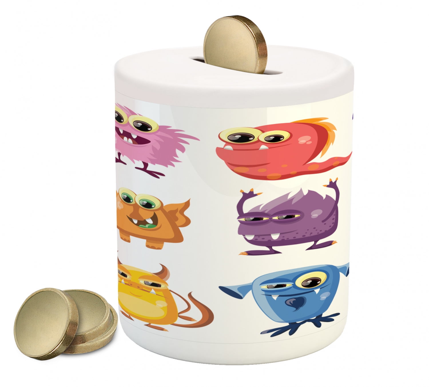 Funny Piggy Bank, Animated Bacteria Aliens Theme Germ Whimsical Cartoon ...