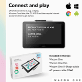 Wacom One Digital Drawing Tablet, 13.3in Graphics Display, DTC133W0A ...
