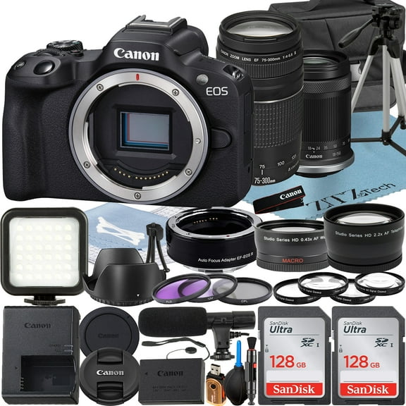 Canon EOS R50 4K Mirrorless Camera Bundle with RF-S 18-45mm Lens ...