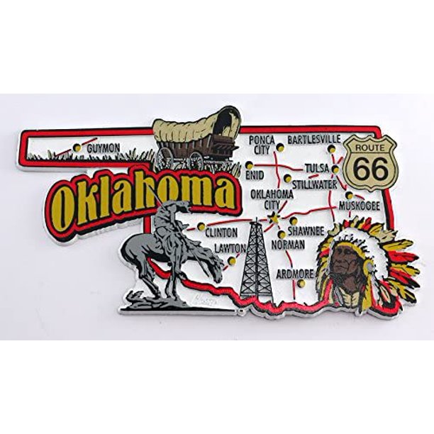 Oklahoma State Map and Landmarks Collage Fridge Souvenir Collectible ...