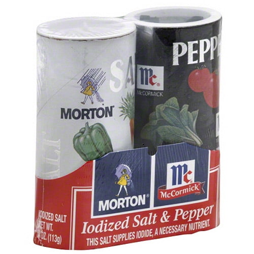 Morton Mini Salt And Pepper Shakers / This looks slightly used, but ... Morton Mini Salt And Pepper Shakers / This looks slightly used, but ...