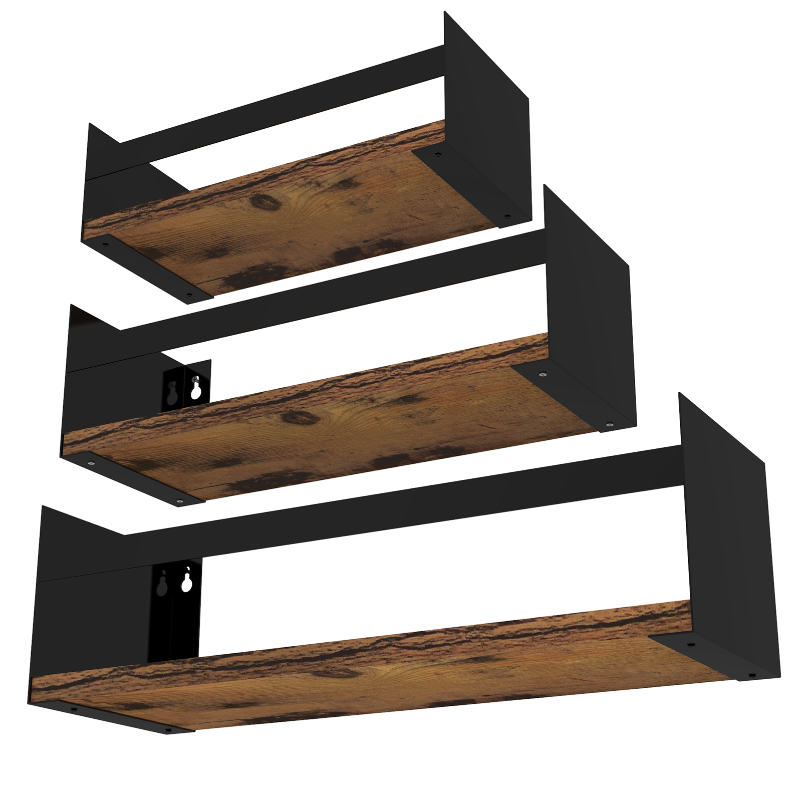 Buy Floating Shelves for Wall Set of 3, Rusitc Wall Mounted Shelf Rack ...