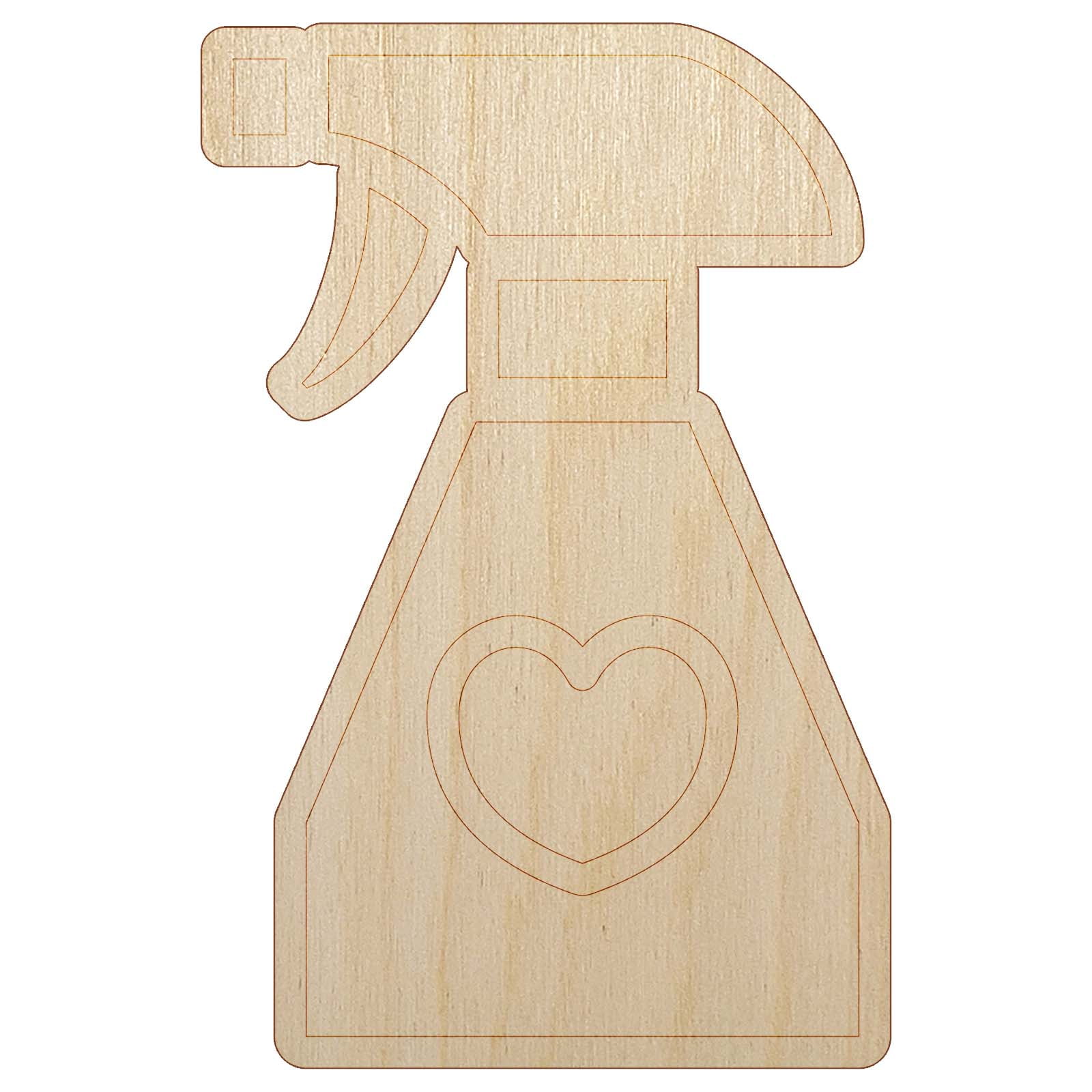 Spray Bottle with Heart Wood Shape Unfinished Piece Cutout Craft DIY ...
