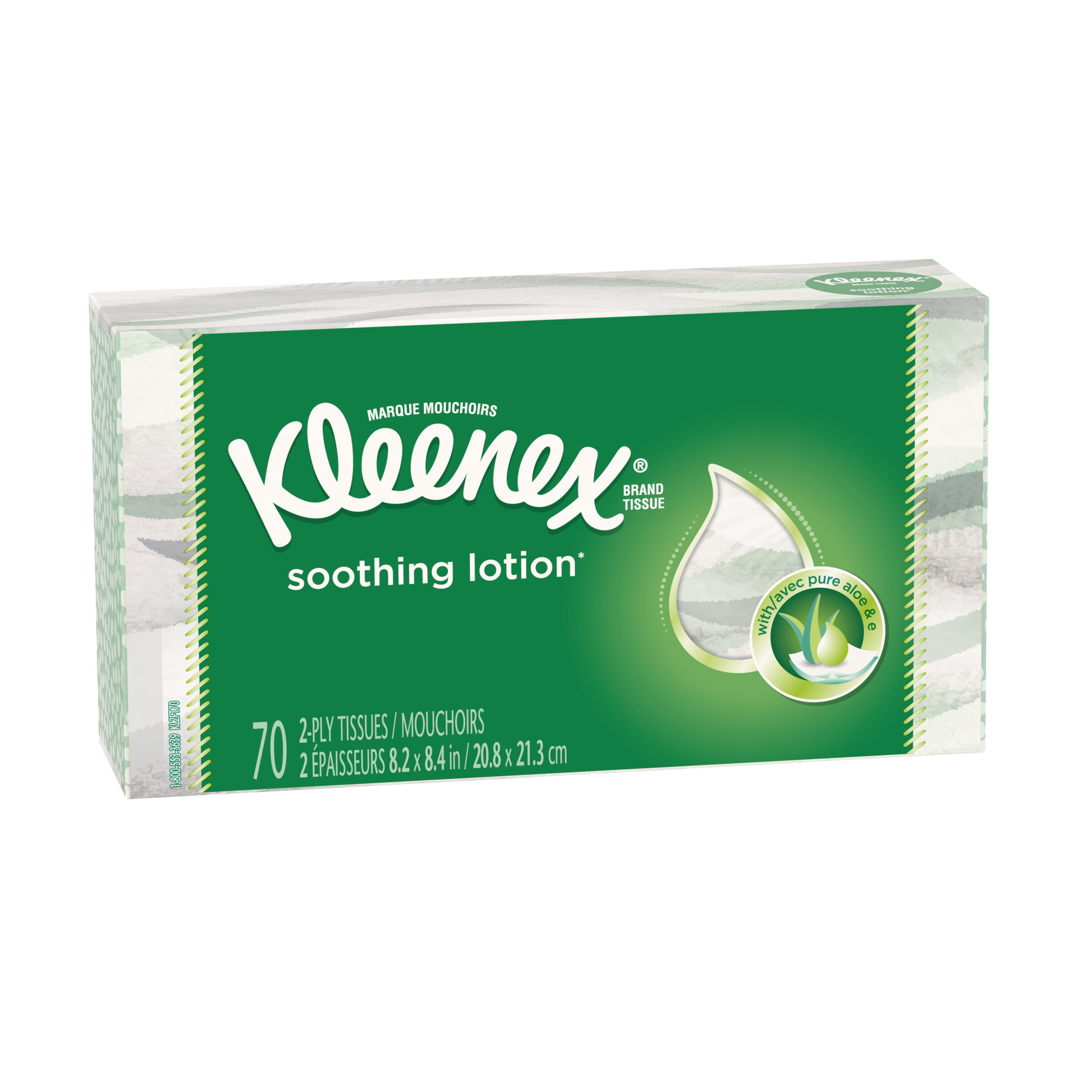 Kleenex Soothing Lotion Facial Tissues, 1 Flat Box (70 Total Tissues ...
