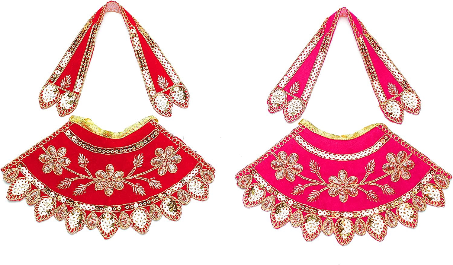 Set of 2 Red & Pink Designer Laxmi Durga Devi MATA Dress poshak vastra ...