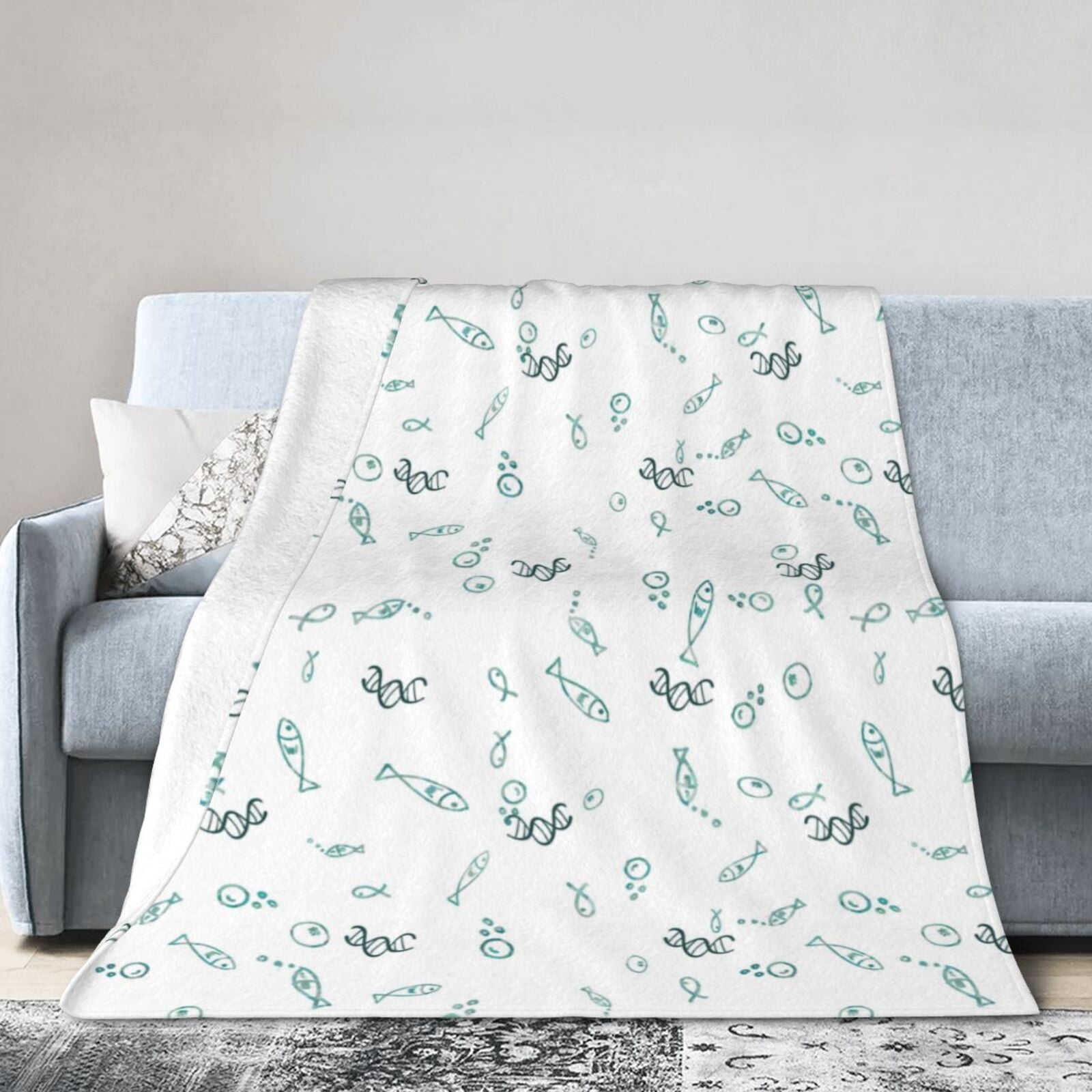 Fish Genetics Blanket, Fluffy Soft Cozy Blanket Flannel Plush ...