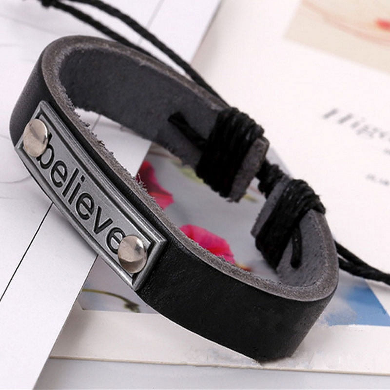 Click here for Unbranded Believe Letter Leather Mens Bracelet & B... prices