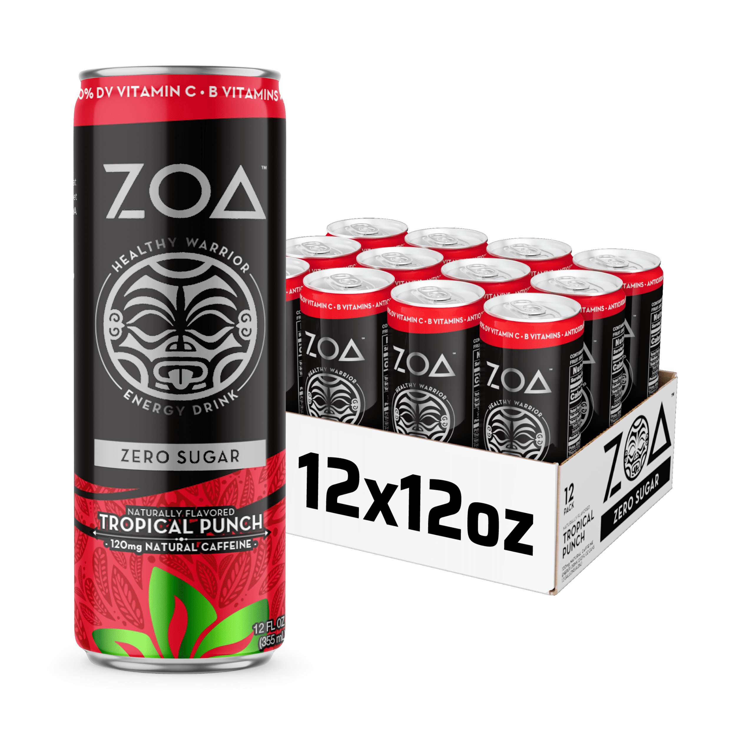 ZOA Zero Sugar Energy Drink, Tropical Punch 12oz (12-Pack) - Walmart.com