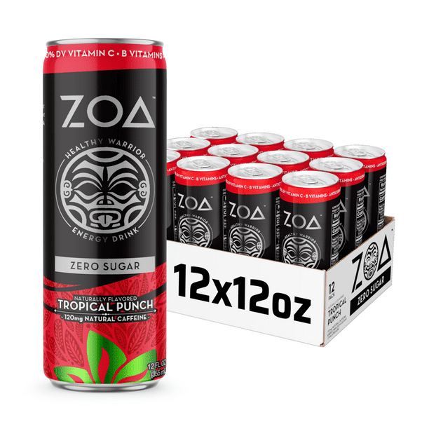 ZOA Zero Sugar Energy Drink, Tropical Punch 12oz (12-Pack) - Walmart.com