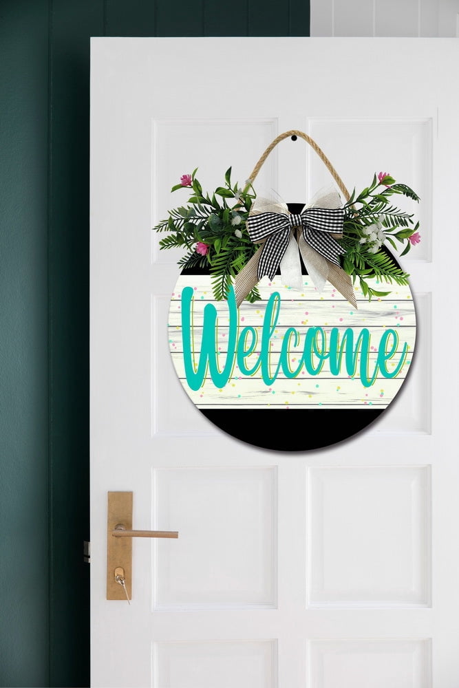 Eveokoki Front Door Porch Decorations Welcome Door Hanging Sign 11 inch ...
