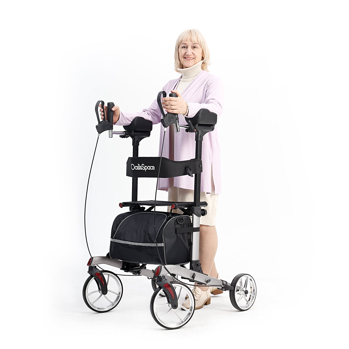 OasisSpace armrest walker- Tall Rollator Walker with 10” Front Wheels ... OasisSpace armrest walker- Tall Rollator Walker with 10” Front Wheels ...