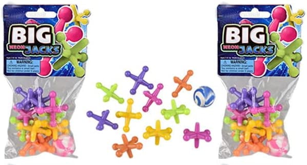 3 Large Neon Plastic Jacks Game Sets - Tiny Classic Game - Party Favors ...